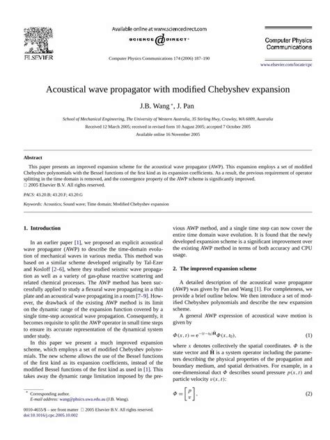 Pdf Acoustical Wave Propagator With Modified Chebyshev Expansion