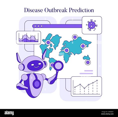 Ai Disease Prediction Concept Robot Analyzing Data On A Digital Map To Forecast Epidemics