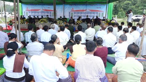 မွန်ပြည်နယ်ဝန်ကြီးချုပ် ဦးဇော်လင်းထွန်း သံဖြူဇရပ်မြို့ ကျက်သရေဆောင် သာသနာ့ဗိမာန်တော်ကြီး အုတ်မြစ