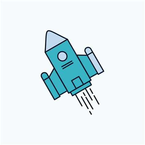 Space Craft Shuttle Space Rocket Launch Flat Icon Green And Yellow Sign And Symbols For