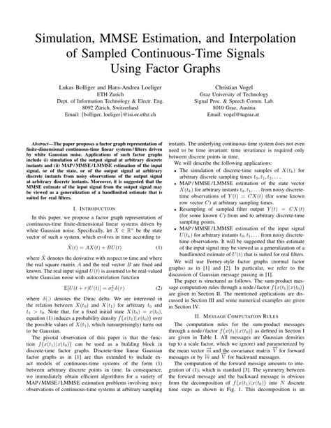 Pdf Simulation Mmse Estimation And Interpolation Of Sampled Continuous Time Signals Using