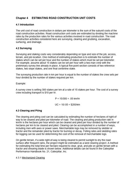 Estimating Road Construction Unit Costs Pdf Loader Equipment Road