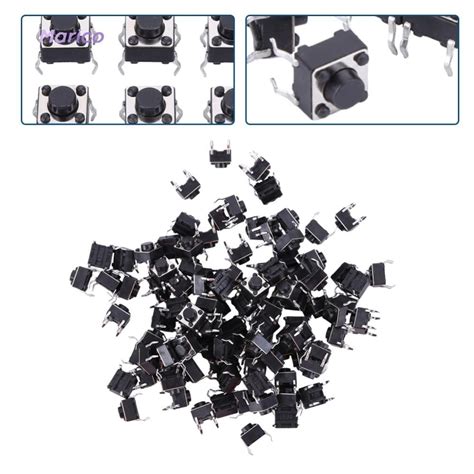 100 300pcs Tactile Push Button Dip 4 Pin Momentary Tactile Switch Button แนวตั้ง Miniature