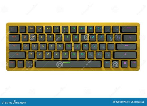 yellow computer keyboard with rgb colors isolated on white background