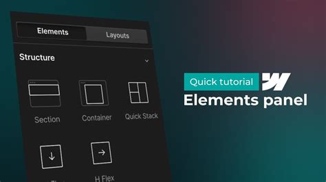 Webflow Elements Panel Quick Tutorial Youtube