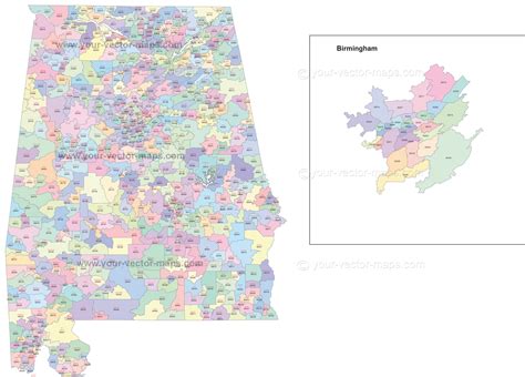 Printable Alabama Zip Code Map