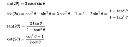 Trigonometric Formulas Multiple Angle Formulae