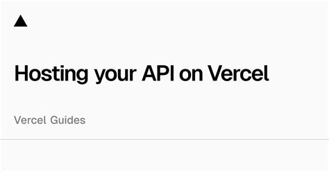 Hosting Your Api On Vercel