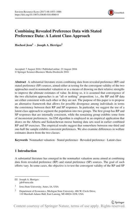 Combining Revealed Preference Data With Stated Preference Data A