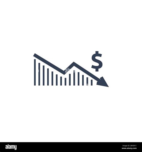 Dollar Decrease Icon Money Symbol With Arrow Stretching Rising Drop Fall Down Business Cost