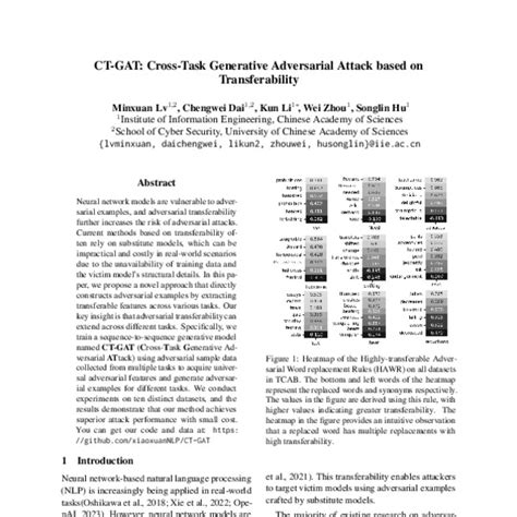 Ct Gat Cross Task Generative Adversarial Attack Based On Transferability Acl Anthology