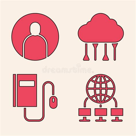 Set Computer Network Create Account Screen Network Cloud Connection And Electronic Book With