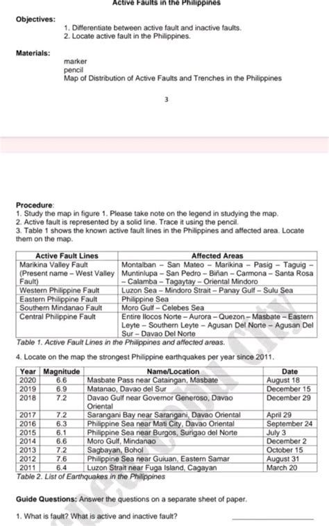 Active Faults In The Philippines Objectives 1 StudyX