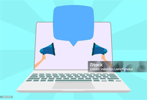 두 사람이 화면 노트북에 거품 중요한 메시지와 메가 폰을 들고 벡터 이미지 교육에 대한 스톡 벡터 아트 및 기타 이미지 교육 기민 기포 Istock