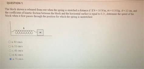 Solved The Block Shown Is Released From Rest When The Spring Chegg