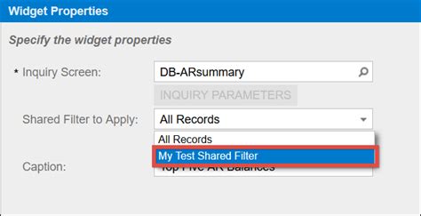 Acumatica Dashboard Widget Properties Shared Filter To Apply