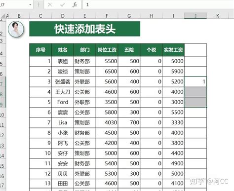 Excel：如何快速添加表头 知乎
