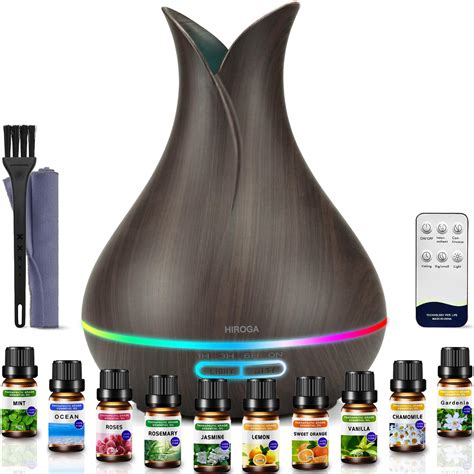 Hiroga Essential Oil Diffuser For Essential Oils Large Room Top 10 Oils T Set 400ml