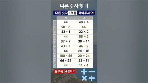값이 다른 숫자 찾기 Youtube