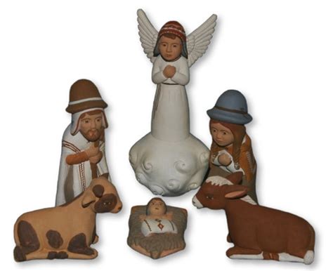 Handmade 6 Piece Peruvian Nativity By Víctor Chávez Ayacucho Folk Art