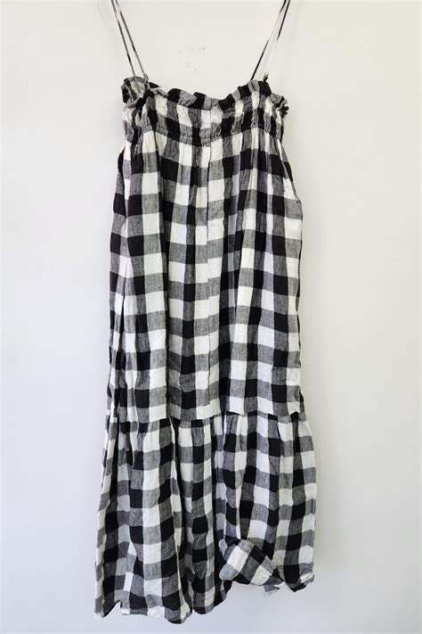 Buy Black And White Check Maple Linen Dress Dishh Glamcorner