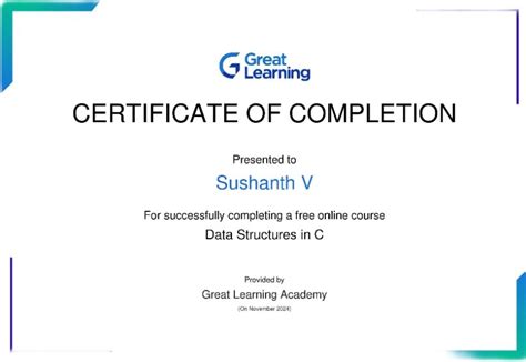 Completed Data Structures In C Course Thrilled To Have Completed The Data Structures In C