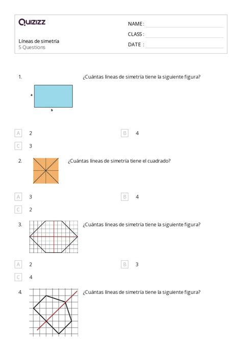 50 Líneas De Simetría Hojas De Trabajo Para Grado 4 En Quizizz