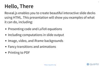 Quarto Presentations With Reveal Js
