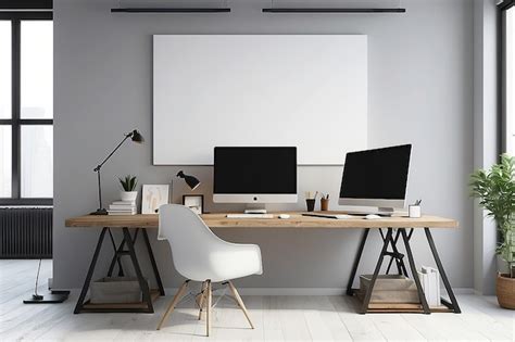 Premium Photo Collaborative Workspace Mockup Customize Design With Blank White Canvas