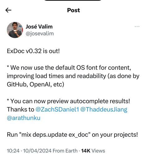 exdoc v0 32 is out for erlang and elixir arjun gillard posted on the