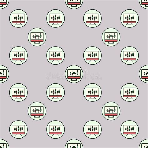 Computer And Candlestick Chartvector Trading Circle Shaped Colored