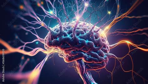 Close Up Of Human Brain Neurons Firing Neural Extensions Cognitive