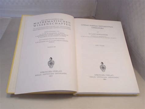 Linear Partial Differential Operators Die Grundlehren Der Mathematischen Wissenschaften