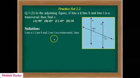 8th std maths chapter 2 parallel lines and transversals practice set 2