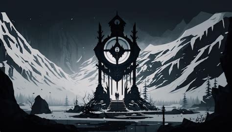 Premium Photo A Dark Fantasy Art Style With A Large Tower With A Large Eye And A Large Number