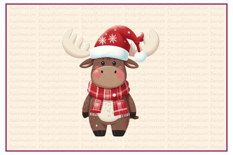 Adorable Christmas Moose Clipart Graphic By Sublimation Design