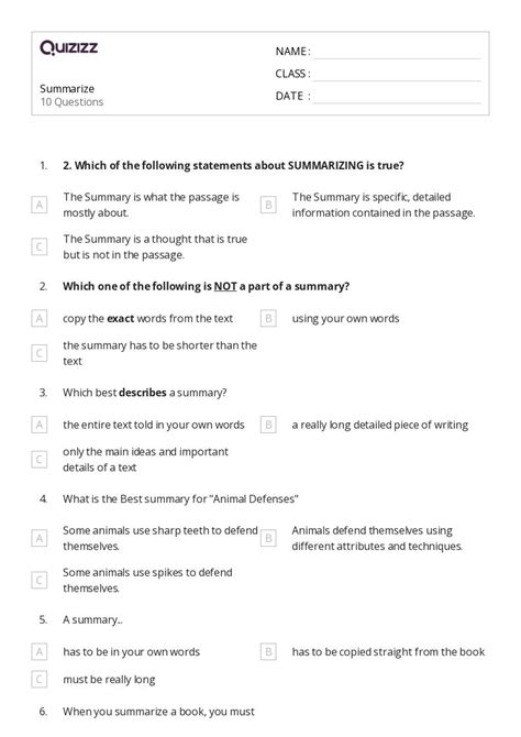 50 Summarizing Worksheets For 2nd Grade On Quizizz Free And Printable