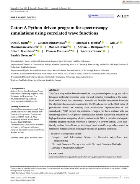 Pdf Gator A Python‐driven Program For Spectroscopy Simulations Using