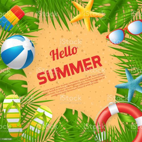 화려한 해변 요소와 여름 파티 포스터 벡터 디자인입니다 벡터 일러스트 3차원 형태에 대한 스톡 벡터 아트 및 기타 이미지 3차원 형태 개념 계절 Istock