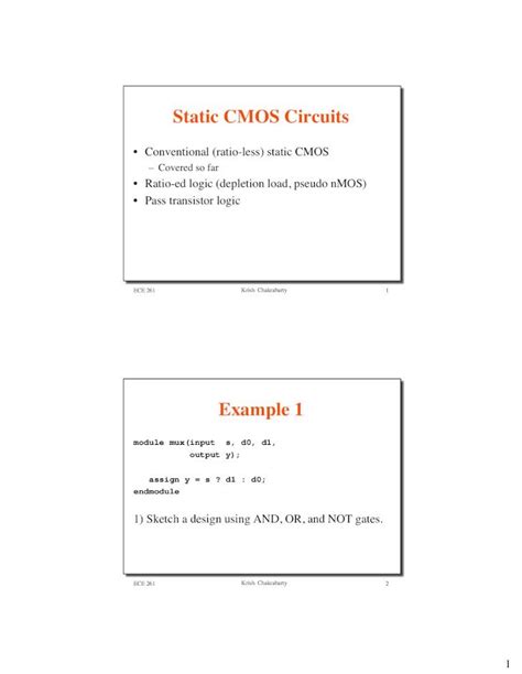 Pdf Static Cmos Circuits ~krish Teaching Lectures