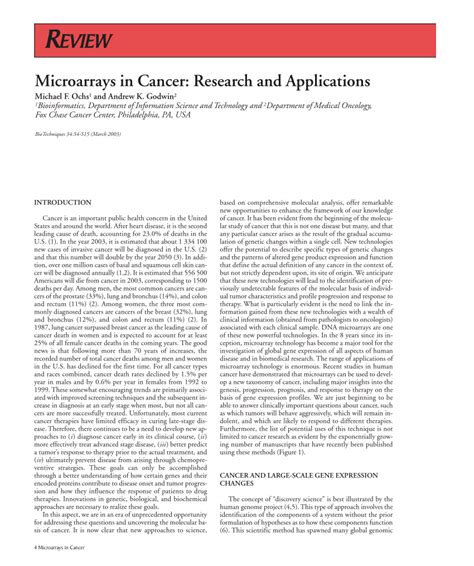 Pdf Microarrays In Cancer Research And Applications