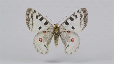 날개에 검은 반점이 있는 흰 나비 사진 Unsplash의 3d 이미지
