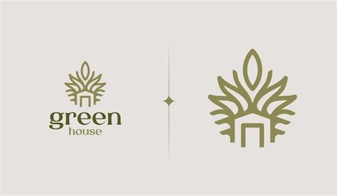 그린 하우스 모노라인 로고 템플릿 범용 크리에이티브 프리미엄 기호 벡터 그림 기업 비즈니스 정체성을 위한 크리에이티브 최소