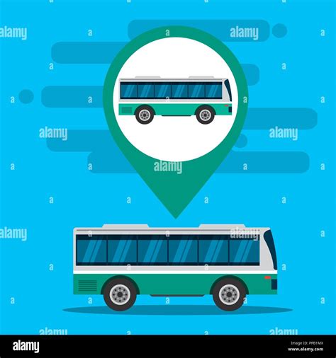 Gps Navigation Transportation Location Destination Bus Way Vector Illustration Stock Vector