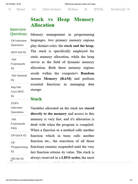 Differences Between Stack And Heap Pdf Variable Computer Science C Sharp Programming
