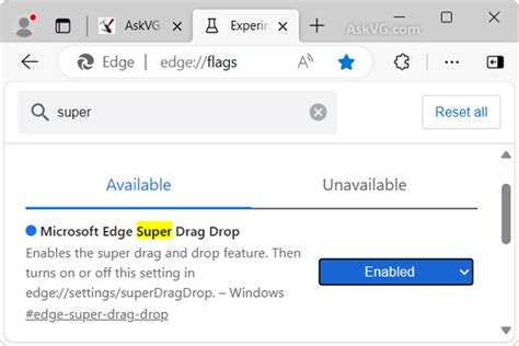 Comment activer ou désactiver le mode Super Drag n Drop dans Microsoft Edge