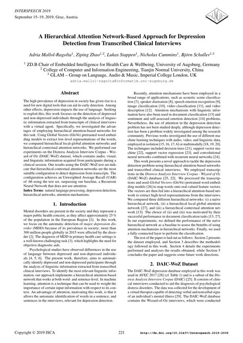 Pdf A Hierarchical Attention Network Based Approach For Depression Detection From Transcribed