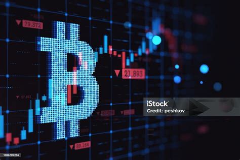 어두운 그리드 배경에 창조적 인 빛나는 비트 코인 홀로그램 암호 화폐 및 성장 개념 3d 렌더링 0명에 대한 스톡 사진 및 기타 이미지 Istock