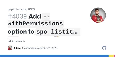Add WithPermissions Option To Spo Listitem Get Command Issue