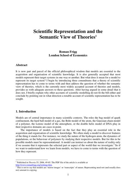 Pdf Scientific Representation And The Semantic View Of Theories